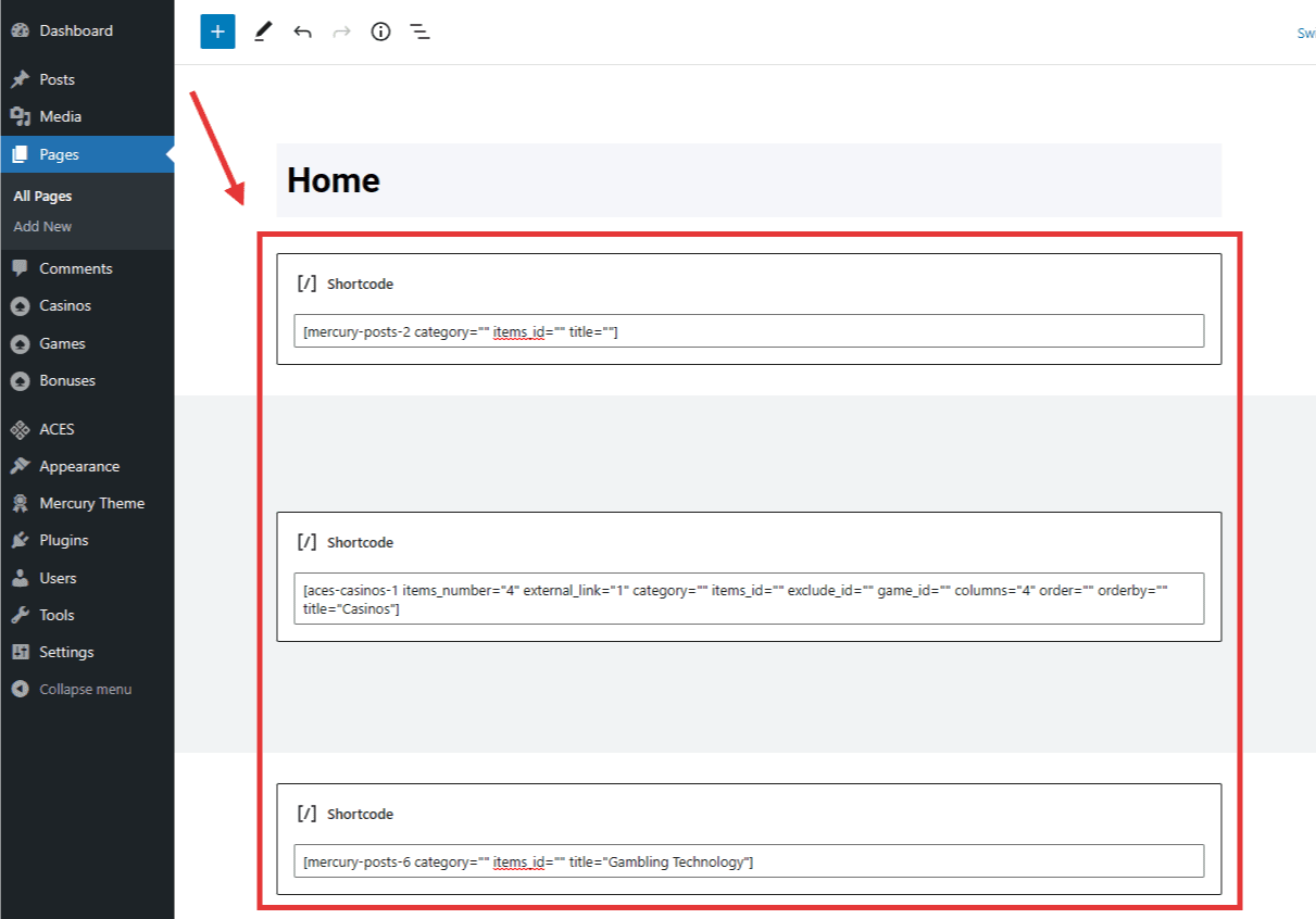 How to add/edit a homepage? - Mercury Theme